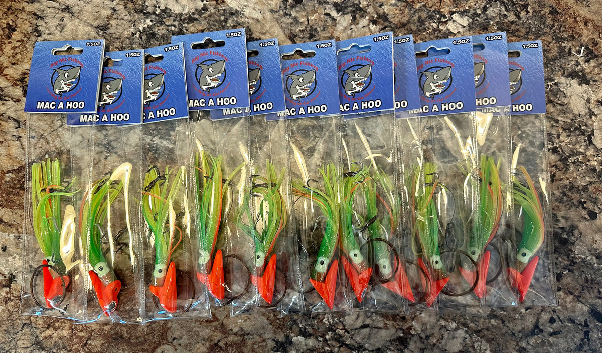 1.5 oz orange mackahoos green chartreuse skirt – Big Nic Fishing